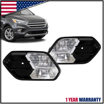 For 2017-2019 Ford Escape Fog Lights Signal Lamps w/Gloss Black Cover ...