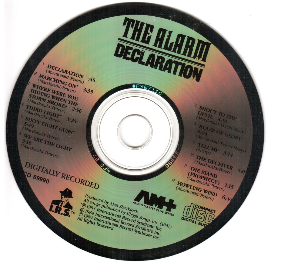 Mega Rare Best Sounding First Press 1984 The Alarm Declaration CD IRS ...