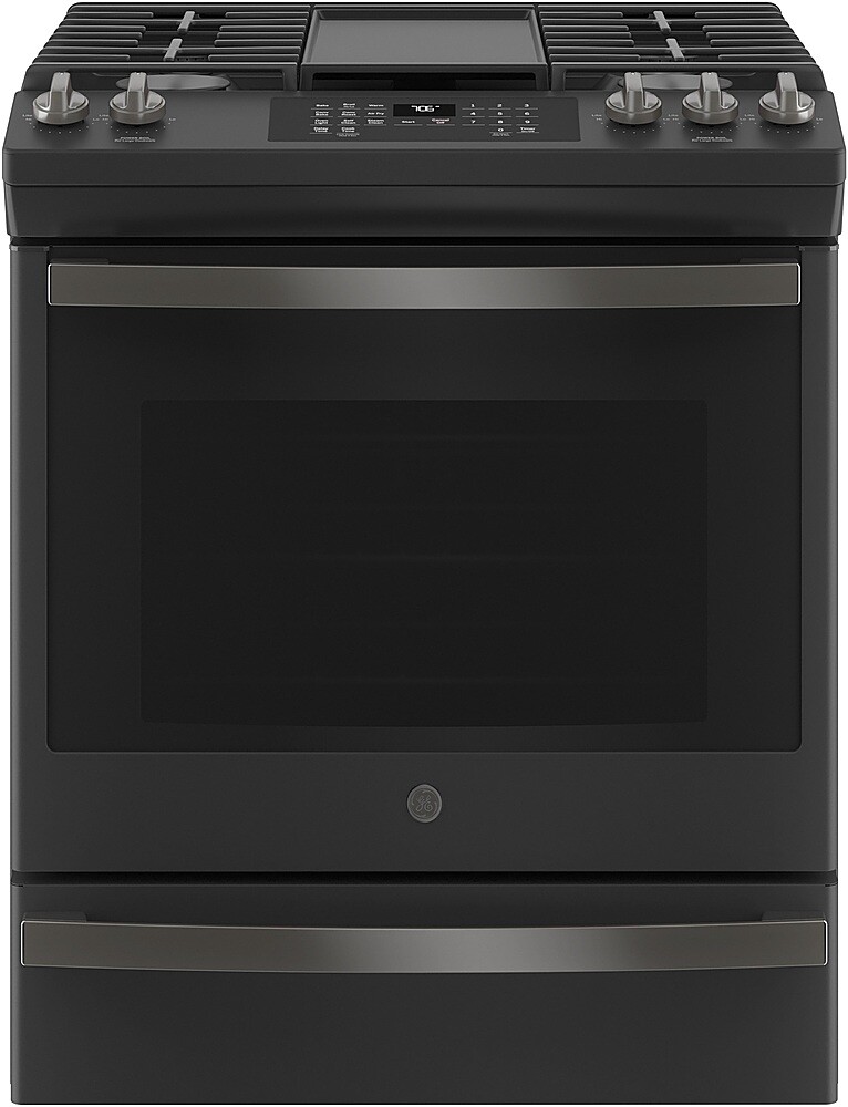 GE JGS760FPDS 30" Black Slate Slide-In Gas Range with 5 Sealed Burners ...