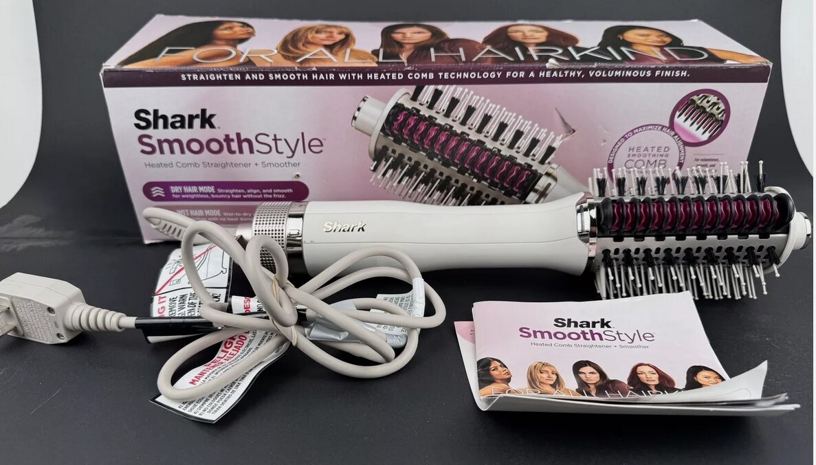 Shark SmoothStyle Heated Comb + Blow Dryer Brush Hair Straightener ...