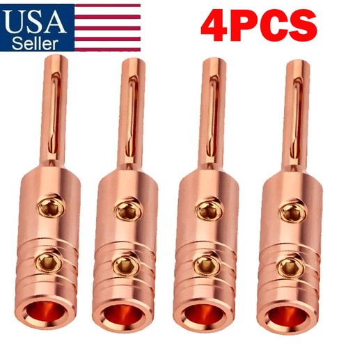 4X Pure Copper Banana Plug Jack Terminal Adapter For HIFI Audio Speaker ...