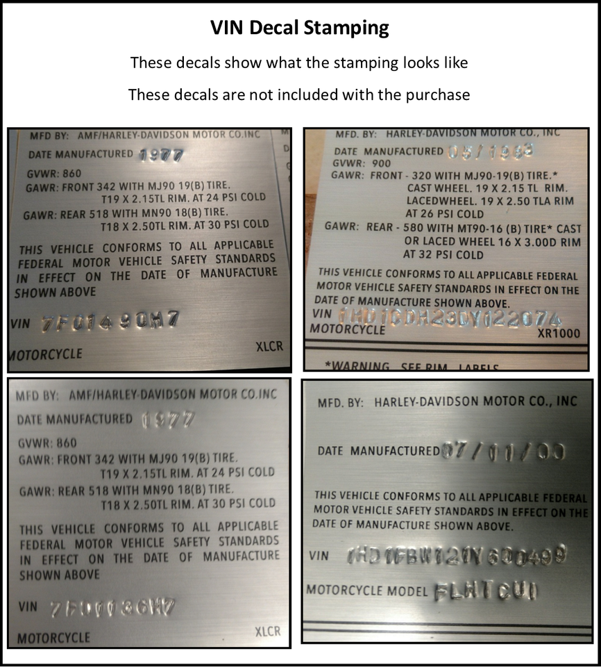 MX250 AMF Harley-Davidson MX Made In USA ID VIN Decal for Frame with ...