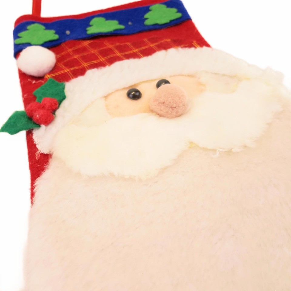 Vintage Embellished Santa Face Christmas Stocking 13" | eBay