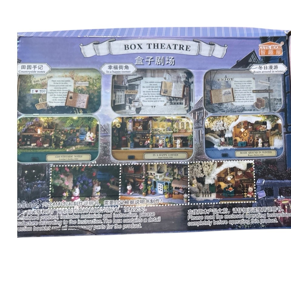 Metal Theater box In a Happy Corner DIY Craft rabbits scenery Open box ...