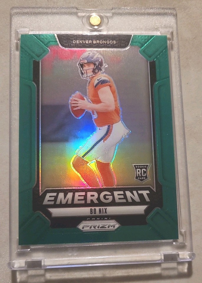 2024 Prizm Bo Nix RC Green Emergent Prizm minty Broncos | eBay