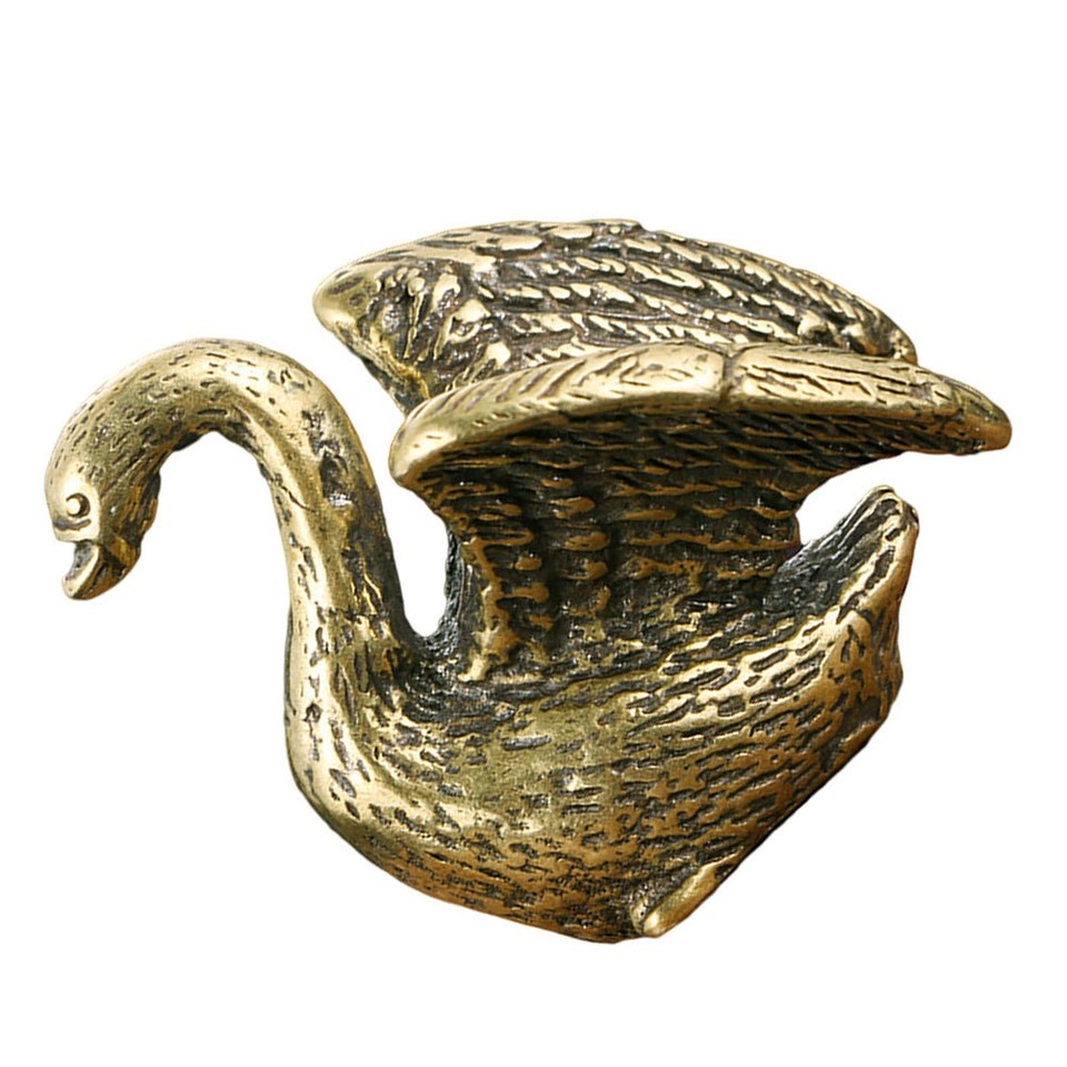 4 PCS Swan Decoration Animal Decorationsbrass Figurines Retro Statue ...