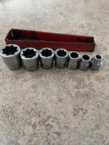 SNAP-ON TOOLS 7 PIECE 3/8 DRIVE SAE 8 POINT DOUBLE SQUARE SOCKET SET 1/ ...
