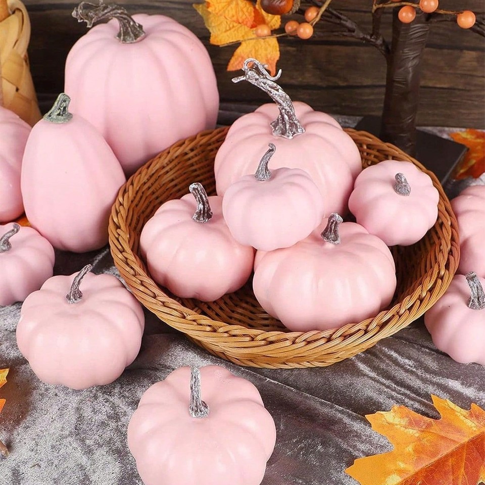 12PCS Artificial Pumpkins Colorful Faux Pumpkin Props For Holiday Decor ...
