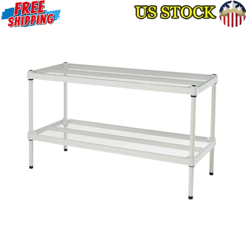 2 Tier Heavy Duty Metal Storage Shelf Kitchen Office Garage ...
