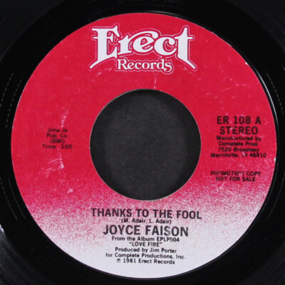 JOYCE FAISON: thanks to the fool ERECT 7" Single 45 RPM | eBay