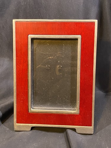 VINTAGE MCM STAINLESS STEEL & REDWOOD LAQURED PICTURE FRAME 4 X 6” | eBay