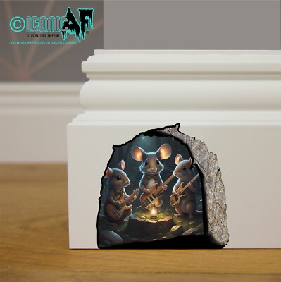 Cute Mouse Rock Band Mouse Hole Vinyl Wall Sticker Home Decal Skirting ...