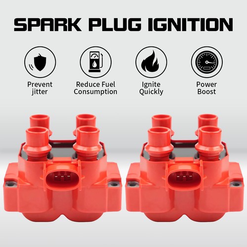 2x Red Ignition Coil Packs Set NEW for Ford Lincoln Mercury 4.6L 5.0L ...