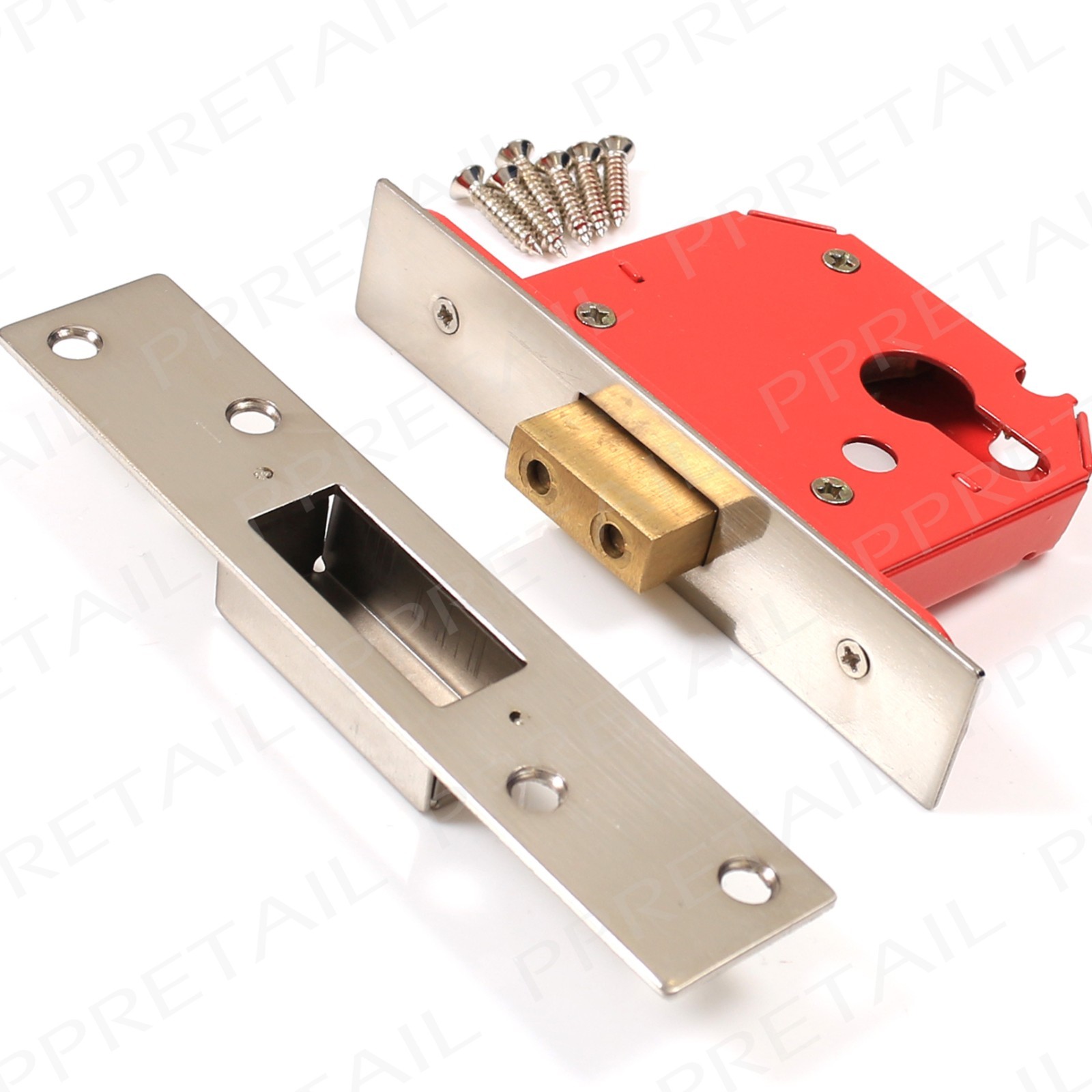 NICKEL 63mm EURO DEAD LOCK CASE Quality Cylinder Mortice Security Door ...