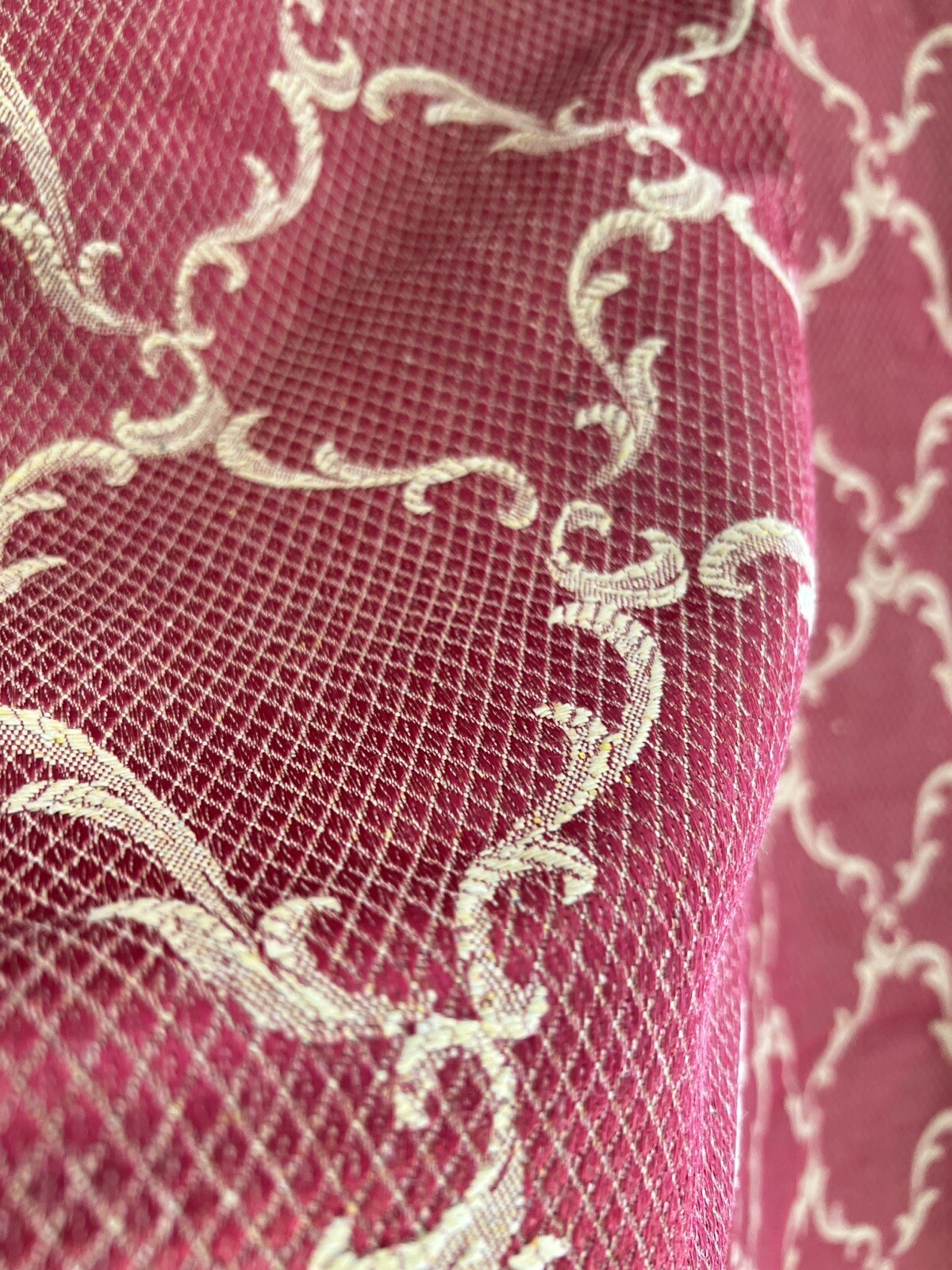 Vintage French DAMASK RED GOLD SILK panel ARABESQUES DECOR c1950 | eBay