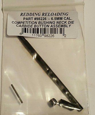 98226 REDDING 6.5MM 26 CAL COMPETITION CARBIDE SIZE BUTTON KIT - 6.5 ...