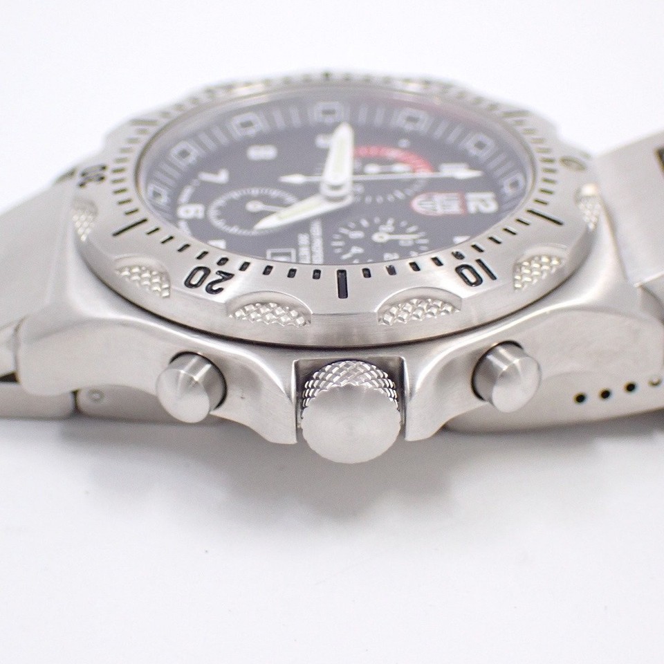 Luminox Navy Seals Chronograph Men'S Watch Black Dial Genuine Ss Belt ...