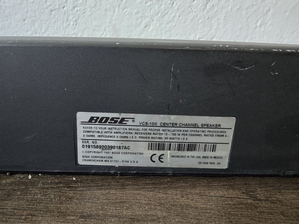 Bose VCS-10 Center Channel Speaker HiFi Theater System Wired Speaker ...