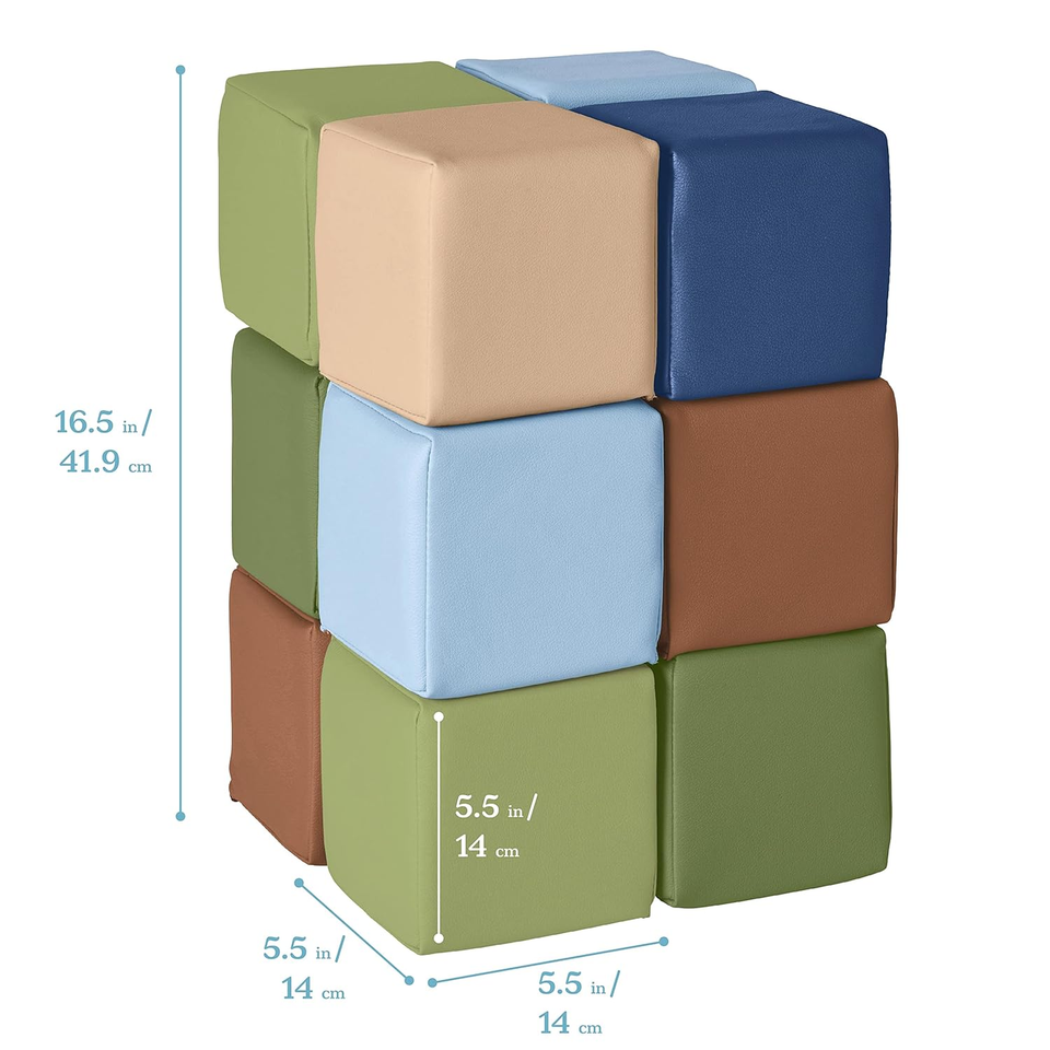Softzone Patchwork Toddler Blocks, Foam Cubes, Earthtone, 12-Piece | eBay