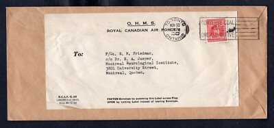 Canada WW2 Military 1943 RCAF Cover with Letter. OHMS Label | eBay