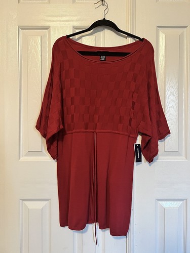 Max Edition Dark Red 3;4 Length Sleeve Knit Sweater Tunic Top Large NEW ...