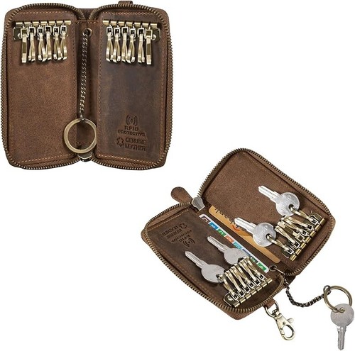 Key Organiser Key Pouch Leather Vintage Key Case Mini Card Holder Slim ...