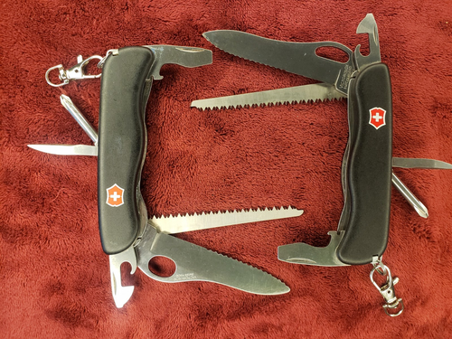 Lot 2 Victorinox Swiss Army Knife One Hand Trailmaster/Trekker BLACK ...