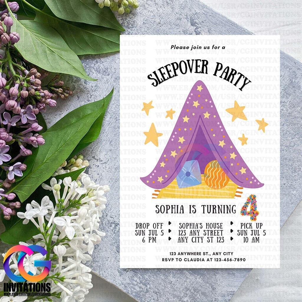 EDITABLE Sleepover Birthday invitation, Slumber Party Template, instant ...