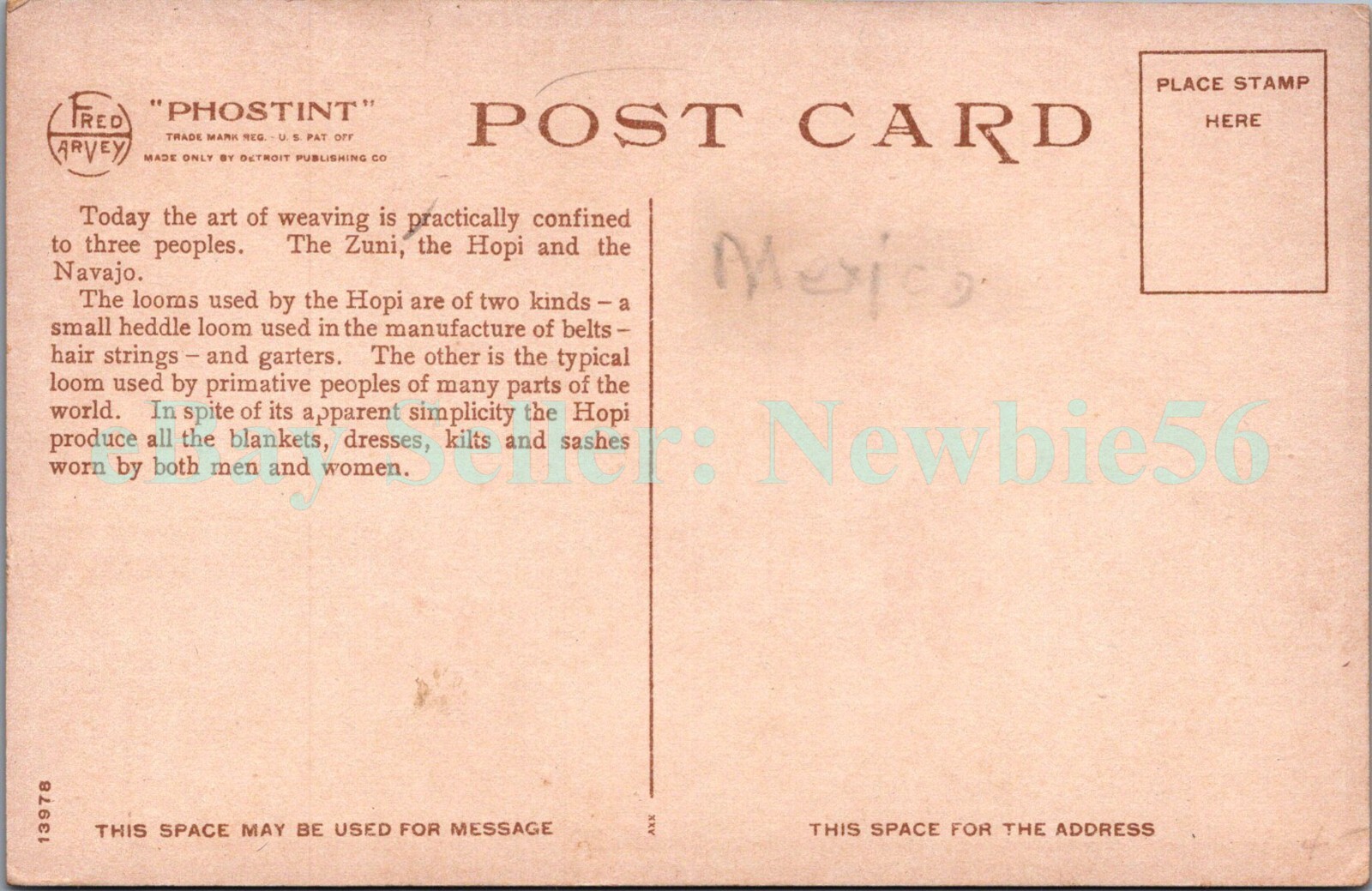 New Mexico NM - WE'WHA WEAVING BELT - Fred Harvey Postcard Zuni Two ...