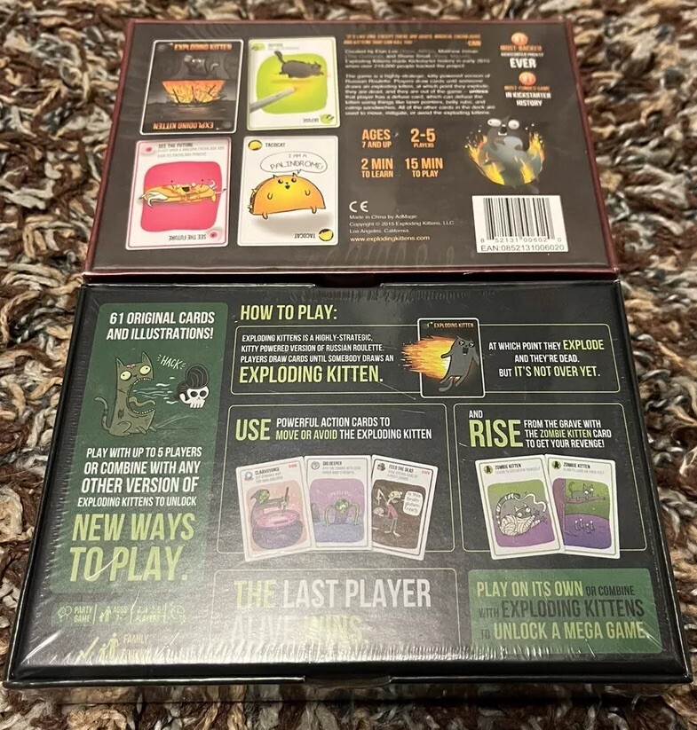 Zombie Kittens And Exploding Kittens NEW Sealed Card Game | eBay