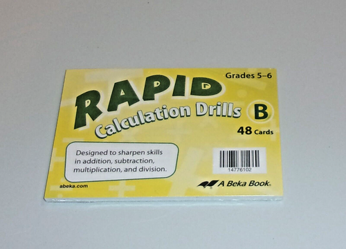 Abeka Rapid Calculation Drills B Grades 5-6, 48 Cards-14776102-New ...