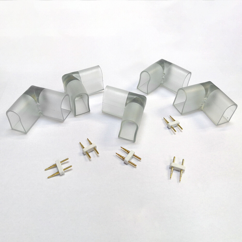 10Sets Splice L Shape Connector + Pins for 15mm * 25mm LED Neon Rope ...