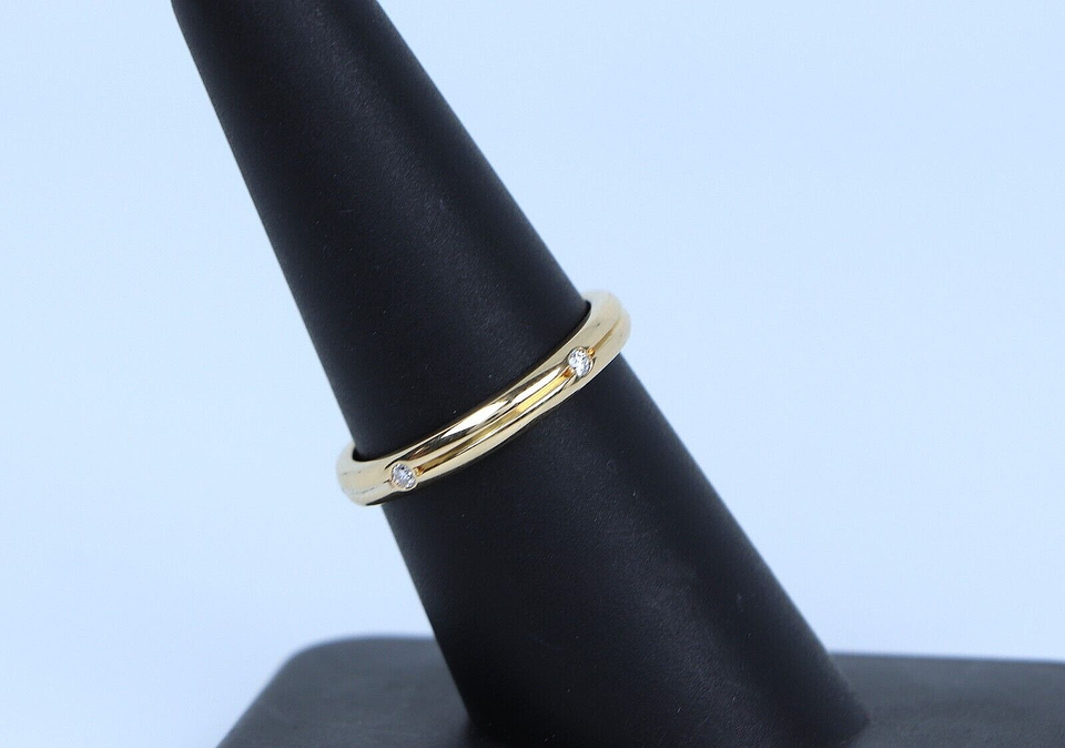 Cartier 18k Yellow Gold Bezel Set 0.08ct Diamond 3mm Wedding Band Ring ...