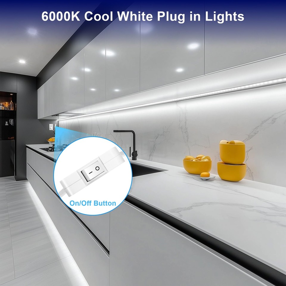 Under Cabinet Strip Lighting Plug-in 24in Ultra Bright Small LED Light ...