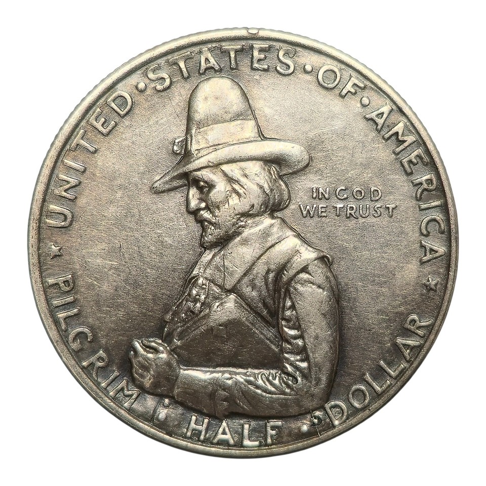 1920 Pilgrim Commemorative Silver Half Dollar Us Coin Au Details Toned ...