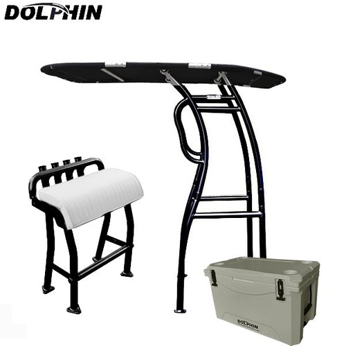 Dolphin Pro2 Boat T Top Black Coated + Leaning Post + 85QT 96H Fishing ...