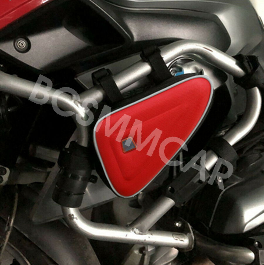 Motorcycle Saddle Storage Bag Engine Guard Mount Case Pouch Red Bag ...