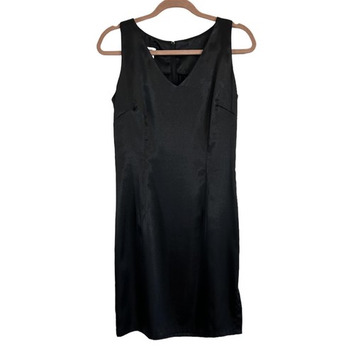 Mamo Howell Black Sleevless Satin Dress Womens Petite LBD Made In ...