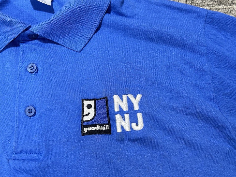 Goodwill Polo Shirt Mens Large Blue Short Sleeve NJ NY Employee Uniform ...