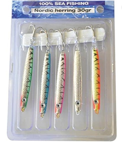 5 x 30g Nordic Herring Stinger Spinner Lure Jig Cod Bass Mackerel Pier ...