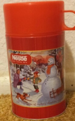 Nestle Hot Chocolate Cocoa Metal Tin Thermos Container 10 Ounces Exc ...