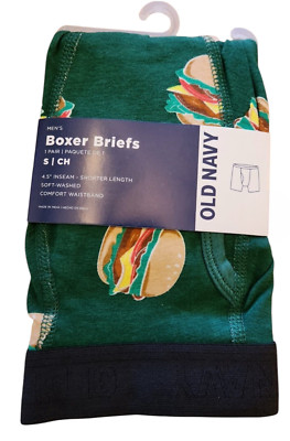 Old Navy Men’s Soft-Washed Boxer Briefs Hamburger 4.5” Inseam Small ...