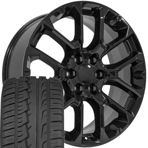 22 inch Black RPO SRV 84802386 Rims & Tires Fit Chevy Tahoe Suburban ...