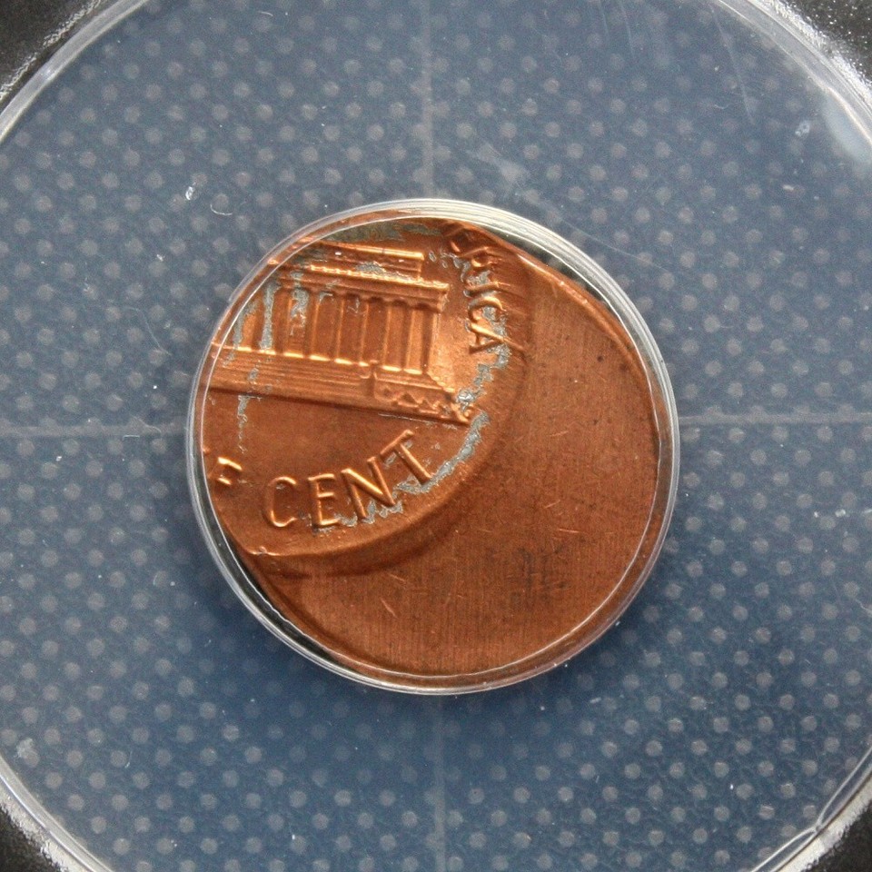 1983 ANACS MS 63 RED Lincoln Memorial Cent 1c Coin 50% OFF CENTER ERROR ...