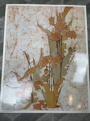 Vintage 1980 Lithograph By Kay Jackson Batik In Brown & Orange 22x28 ...