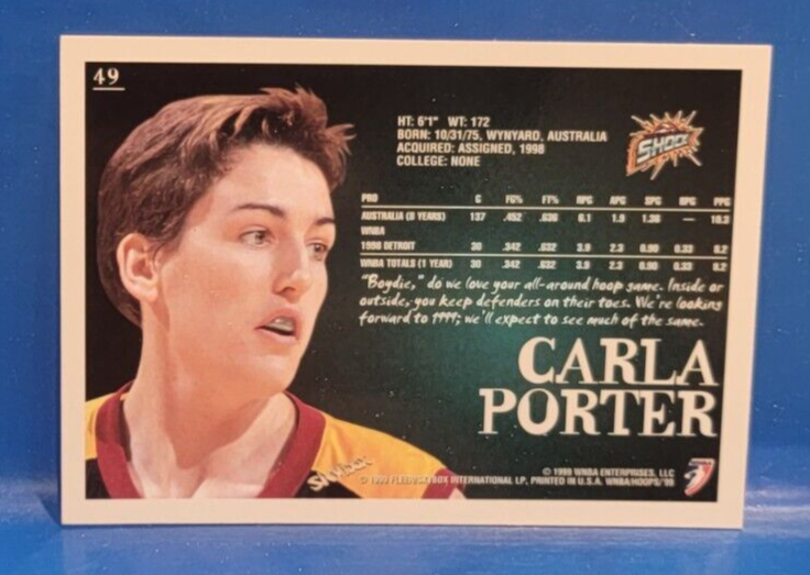 Carla Porter Detroit Shock 1998‑99 Fleer SkyBox WNBA #49 Basketball ...