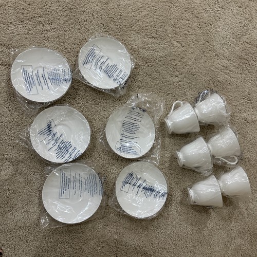 Set of 6 Wedgewood Signet Platinum Tea Coffee Cups & Saucers Bone China ...