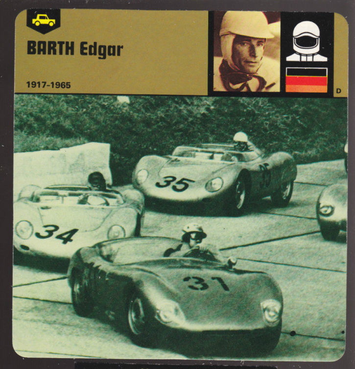 EDGAR BARTH 1958 Avus Circuit Befra Bonnier RACING CARD | eBay