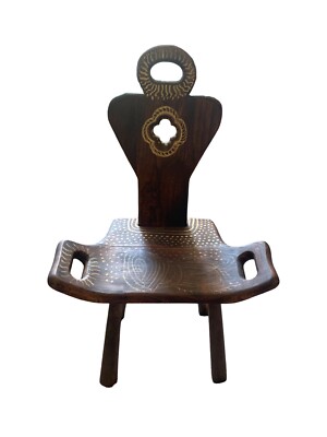 Primitive Wooden 4 Legged Birthing / Spinning Chair /Milking Chair ...