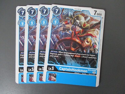 Digimon TCG (2020) - BT8-028 - 4x CaptainHookmon - Blue - Common | eBay UK